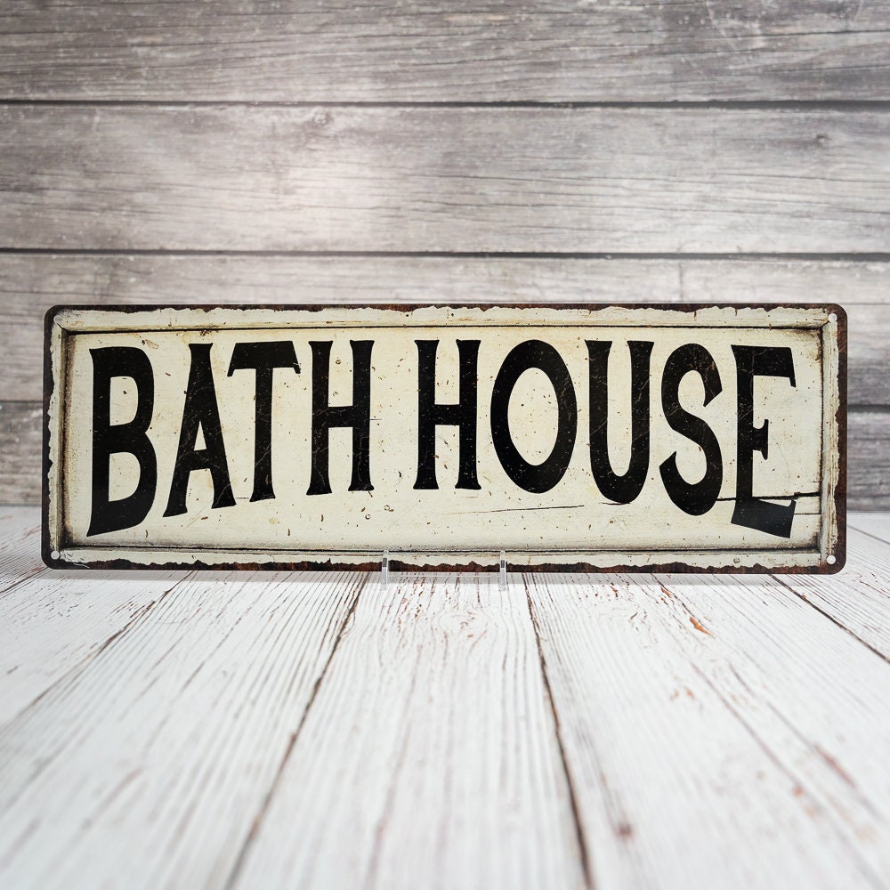 Bath House Sign Vintage Looking Farmhouse Bathroom Wall - Etsy