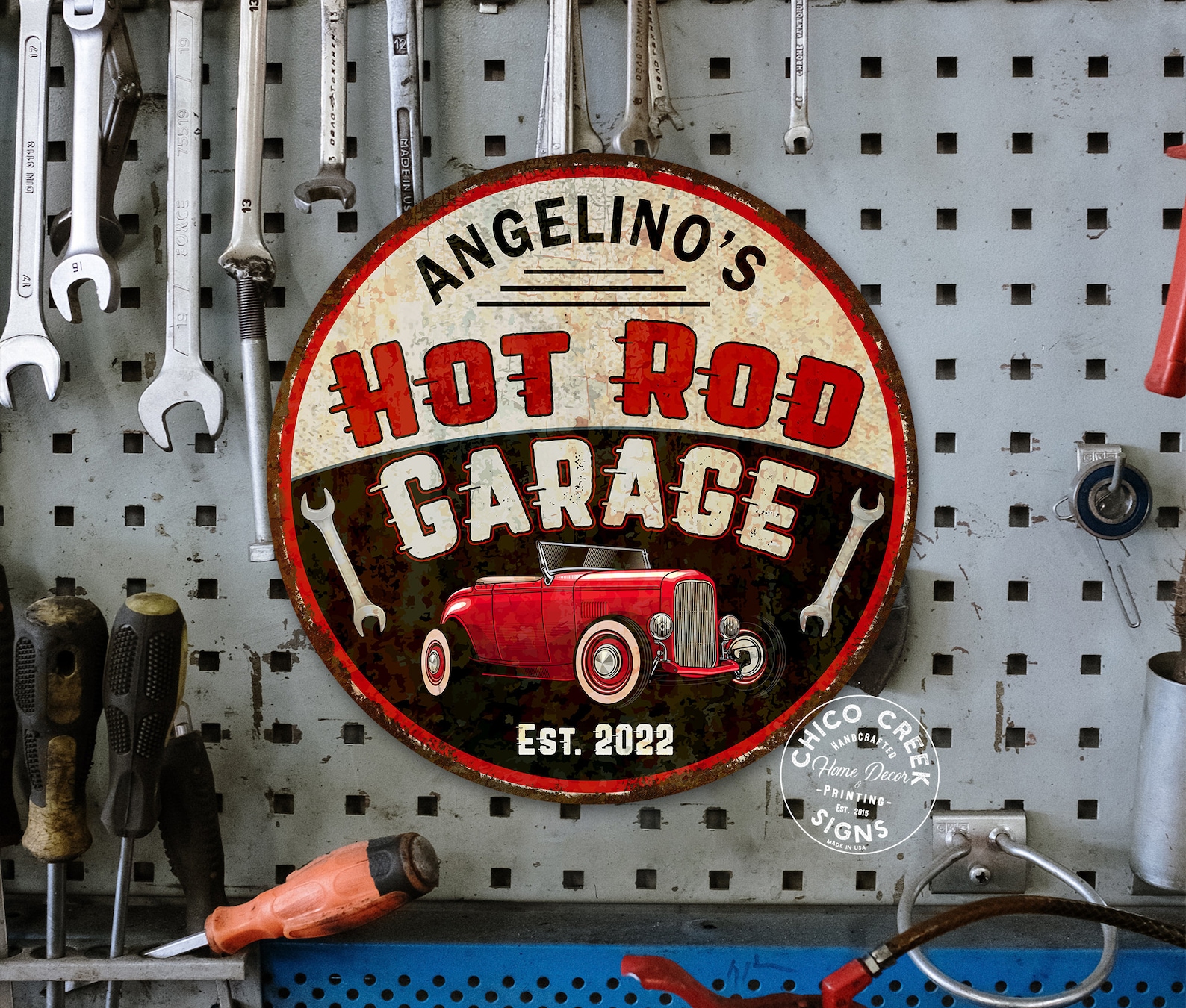 Personalized Hot Rod Garage Sign, Garage Sign, Auto Shop Decor, Den ...
