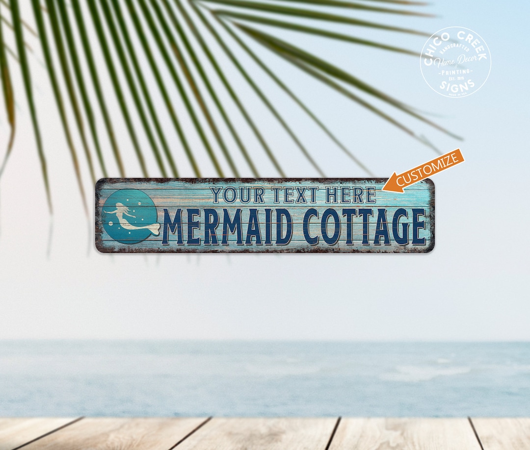 Custom Beach House Decor Sign, Mermaid Cottage, Beach Theme, Poolside ...