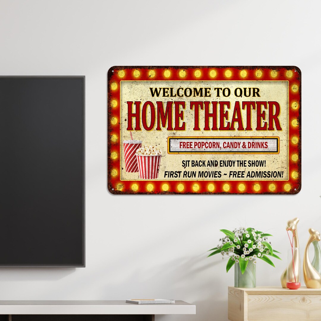Home Theater Sign, Movie Theater Sign, Home Theater Decor, Movie Room ...