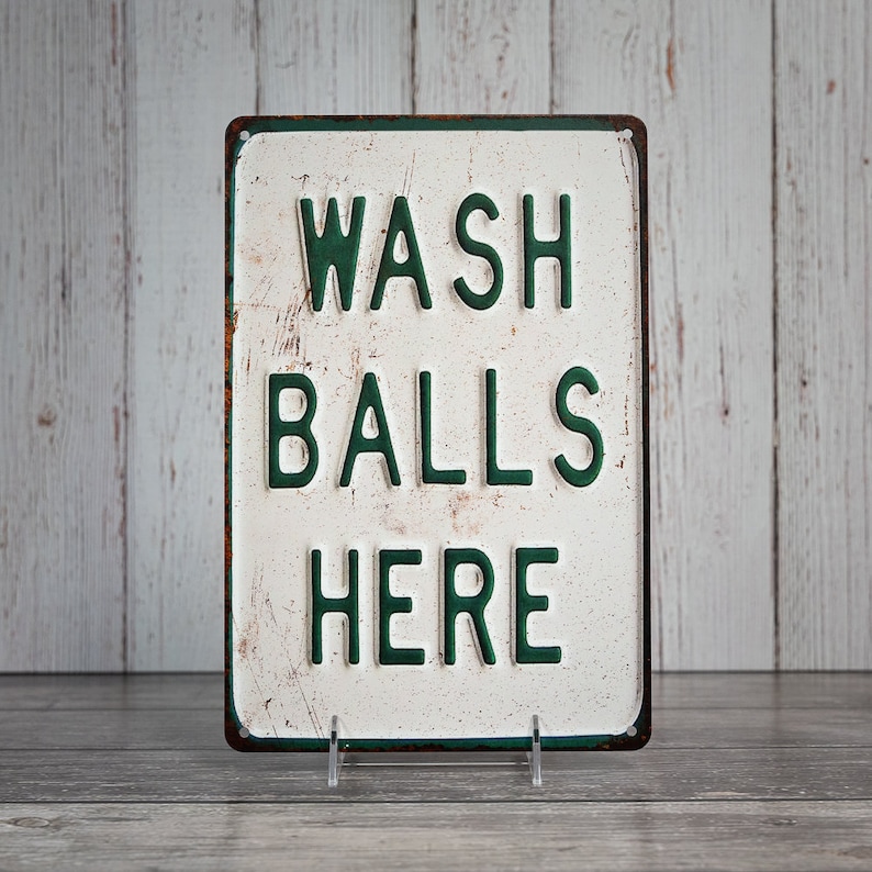 Wash Balls Here Sign, Funny Bathroom Decor, Vintage Looking ...