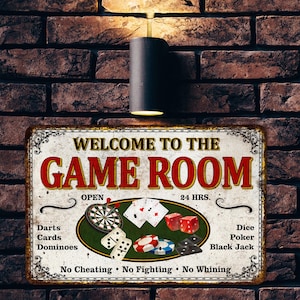 Game Room Sign, Game Room Decor, Metal Signs, Gift for Him, Gift for ...