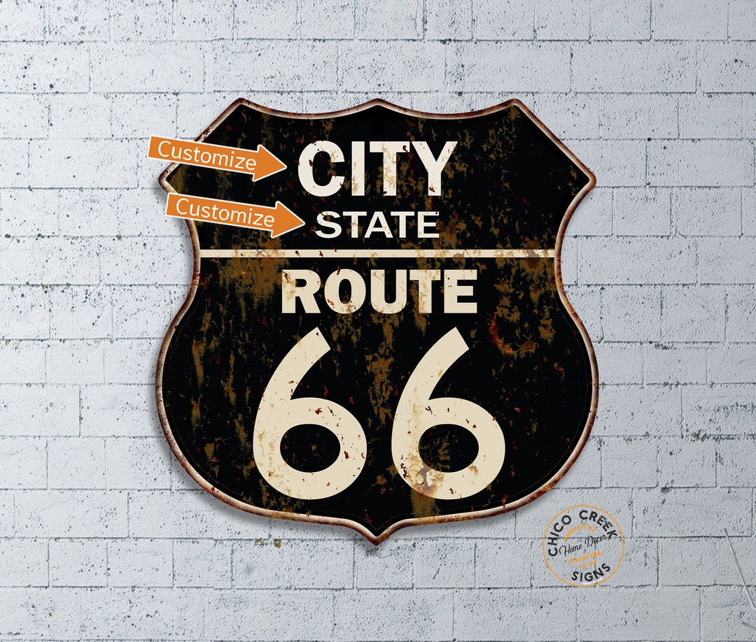 Personalized Route 66 Road Sign, City and State Customized, Highway 66 ...