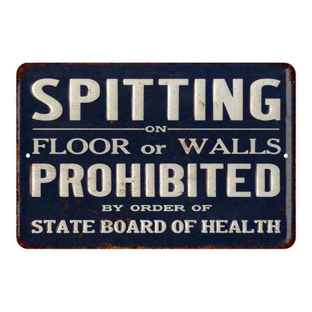Spitting Prohibited Sign, Sidwalk Sign, City Ordinance Decor, Vintage ...
