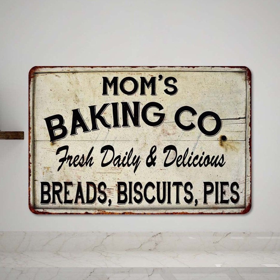 Mom's Baking Co. Sign, Vintage Look Chic Distressed Wall Decor, Pantry ...