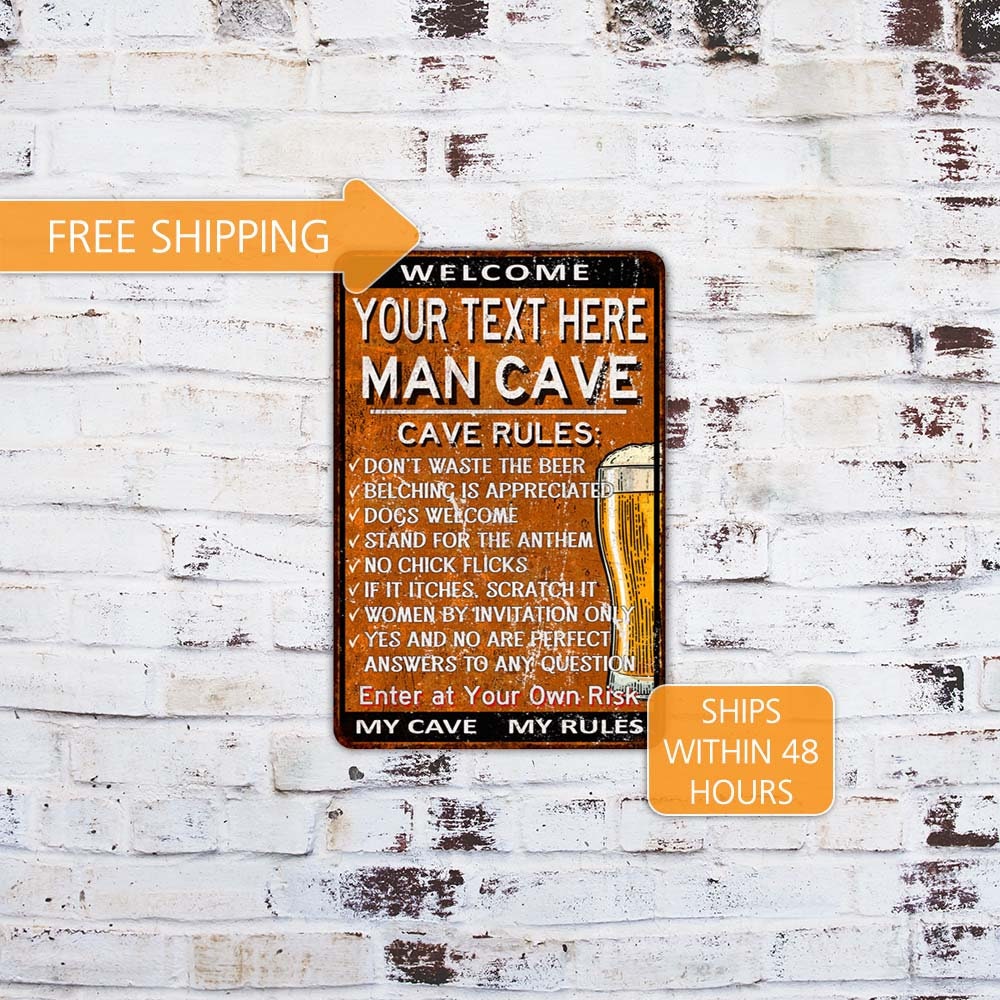 Warning man cave enter at your own risk Aluminum sign 8 x 12 Sign will ...