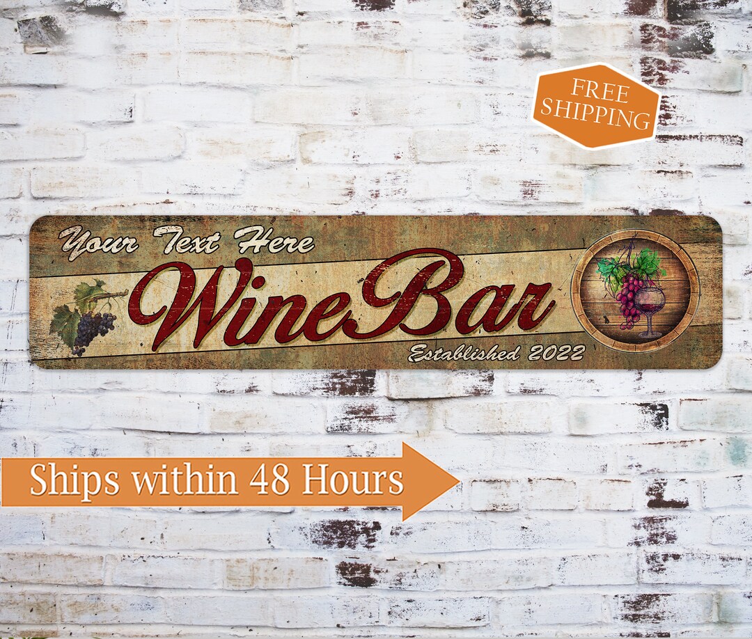 Custom Wine Bar Decor Sign, Personalized Gift Sign, Metal Sign, Home ...