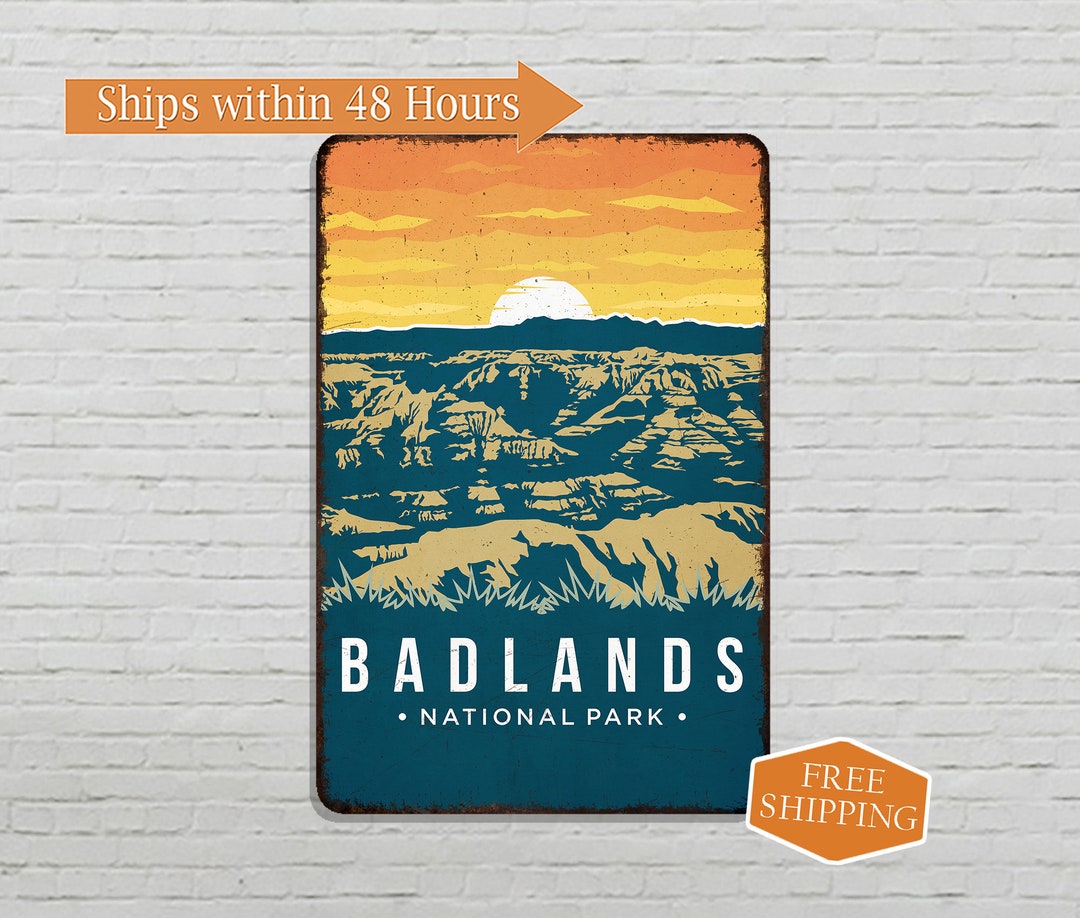 Badlands National Park Sign, Rustic Looking Wall Decor, National Park ...