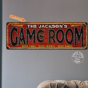 Personalized Game Room Sign Family Rec Room Board Games Pool Billiards ...