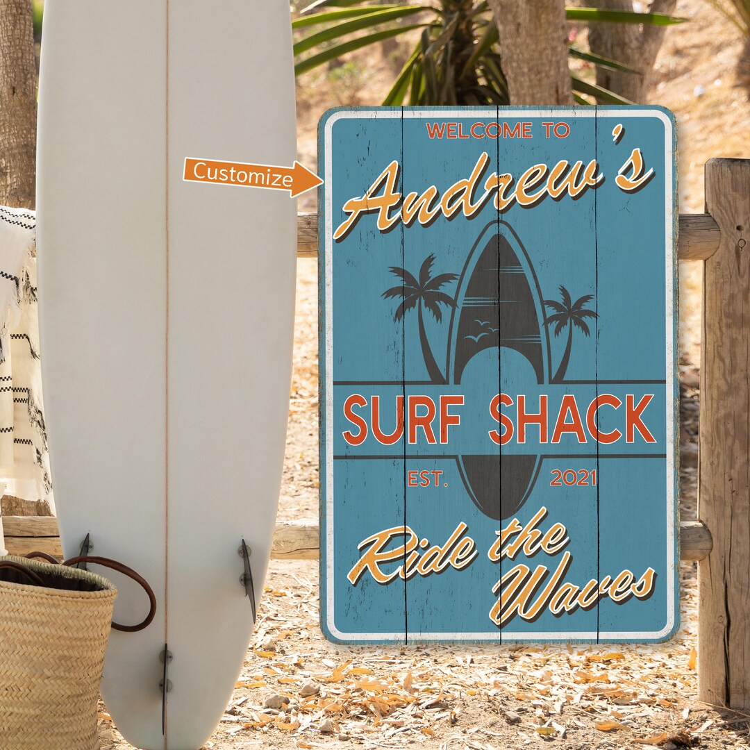 Beach Sign Custom Name Surf Shop Beach House Décor Nautical Theme Sign ...