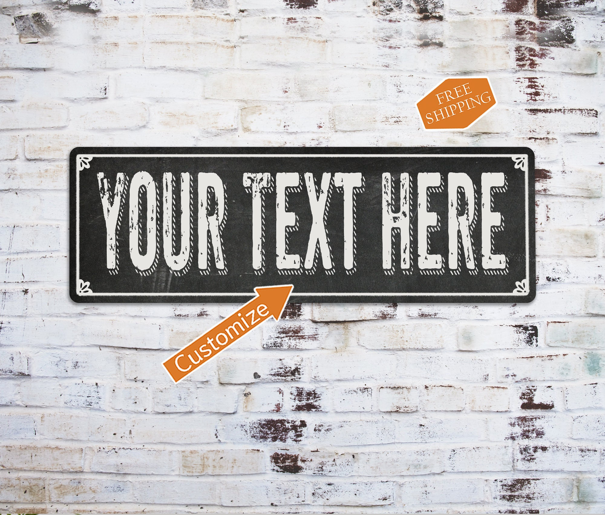 ANY WORDS Sign Your Text Shabby Distressed Sign Chic Black - Etsy