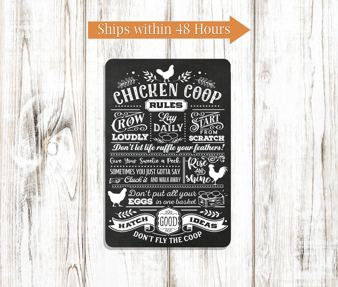 Chicken Coop Rules Sign, Farmhouse Barn, Fresh Eggs, Say Cluck It, Home ...