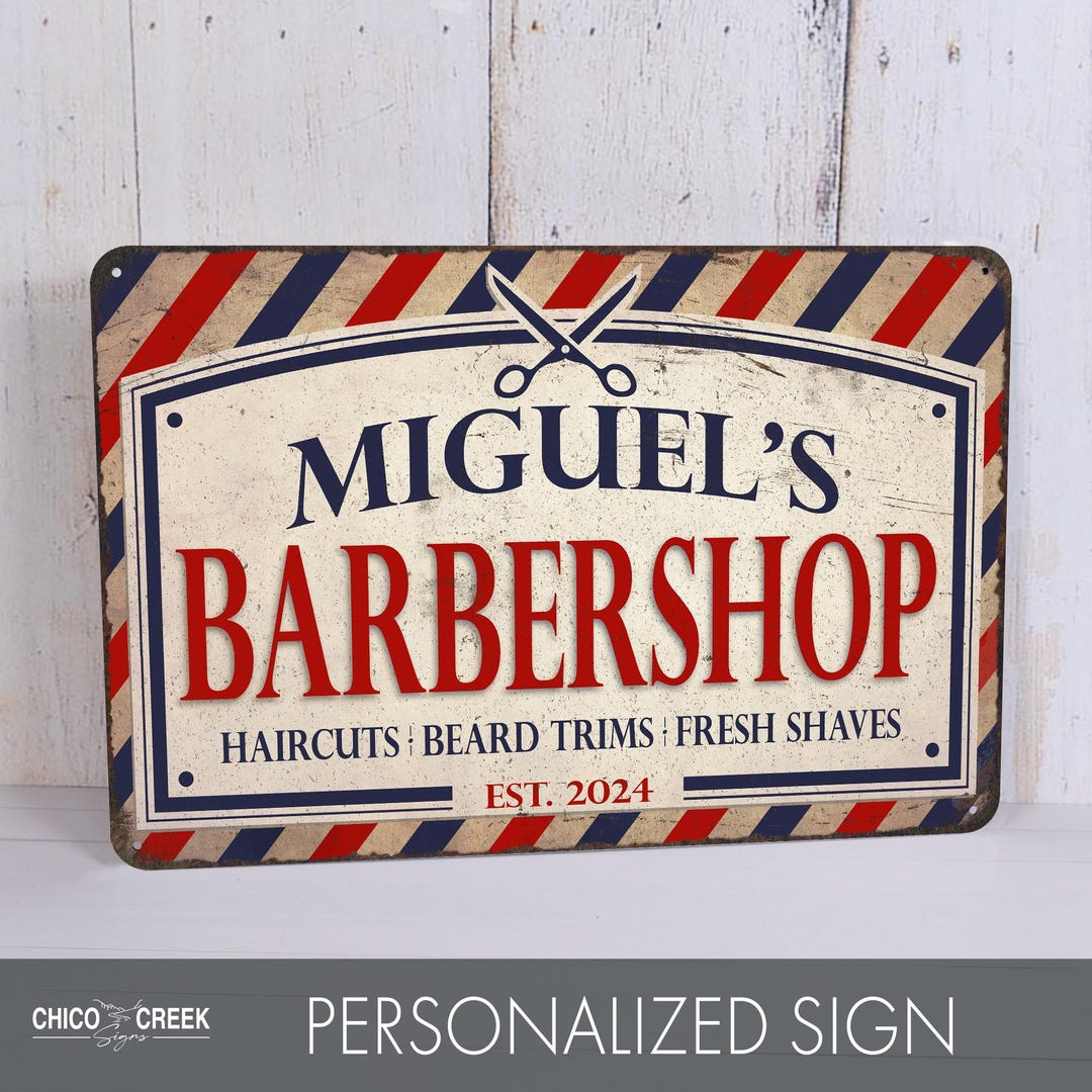 Personalized Barber Shop Sign, Haircut, Beard, Barbershop Decor, Custom ...
