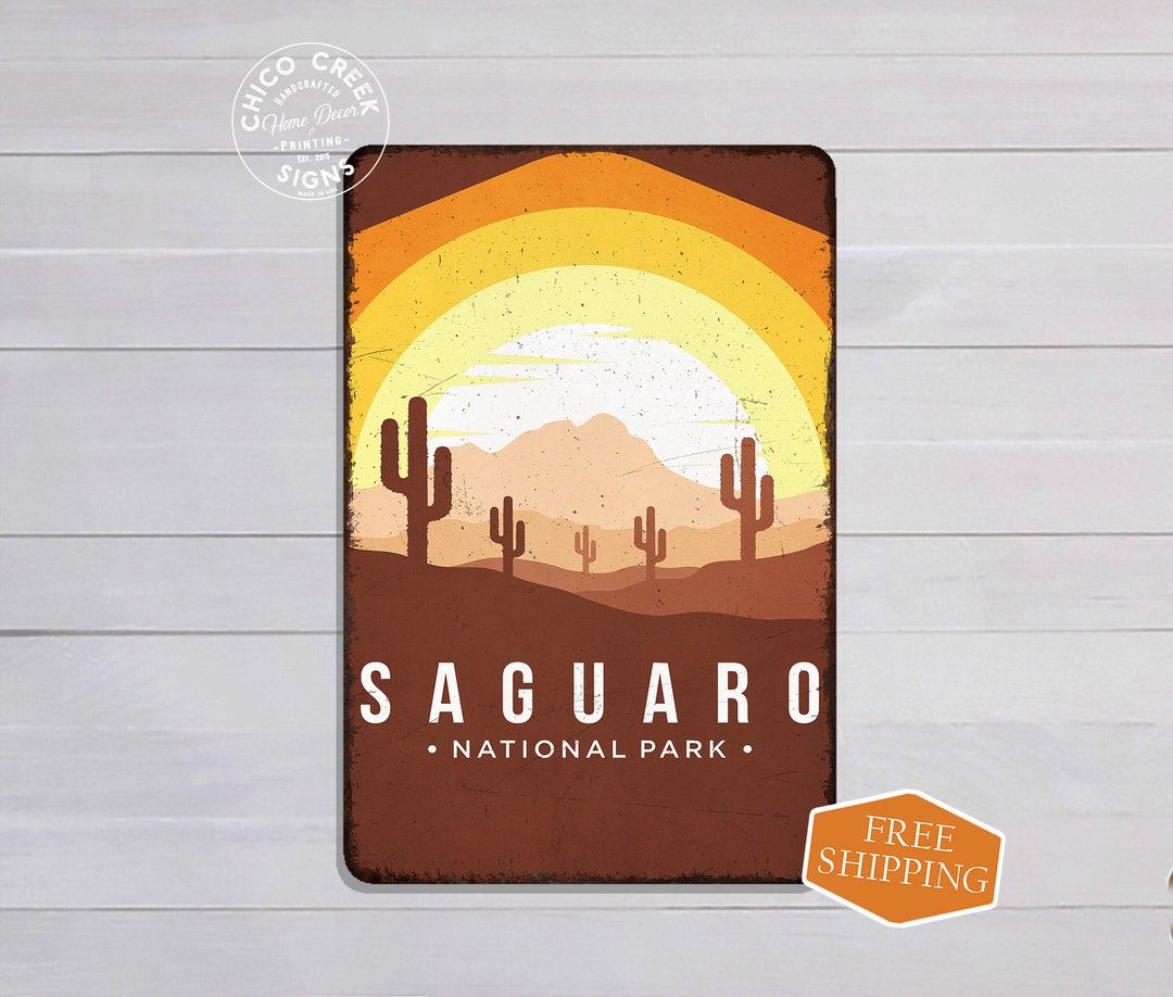 Saguaro National Park Sign, Rustic Looking Wall Decor, Cabin Decorative ...