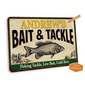 Personalized Fishing Bait Tackle Sign Man Cave Vintage Look ...