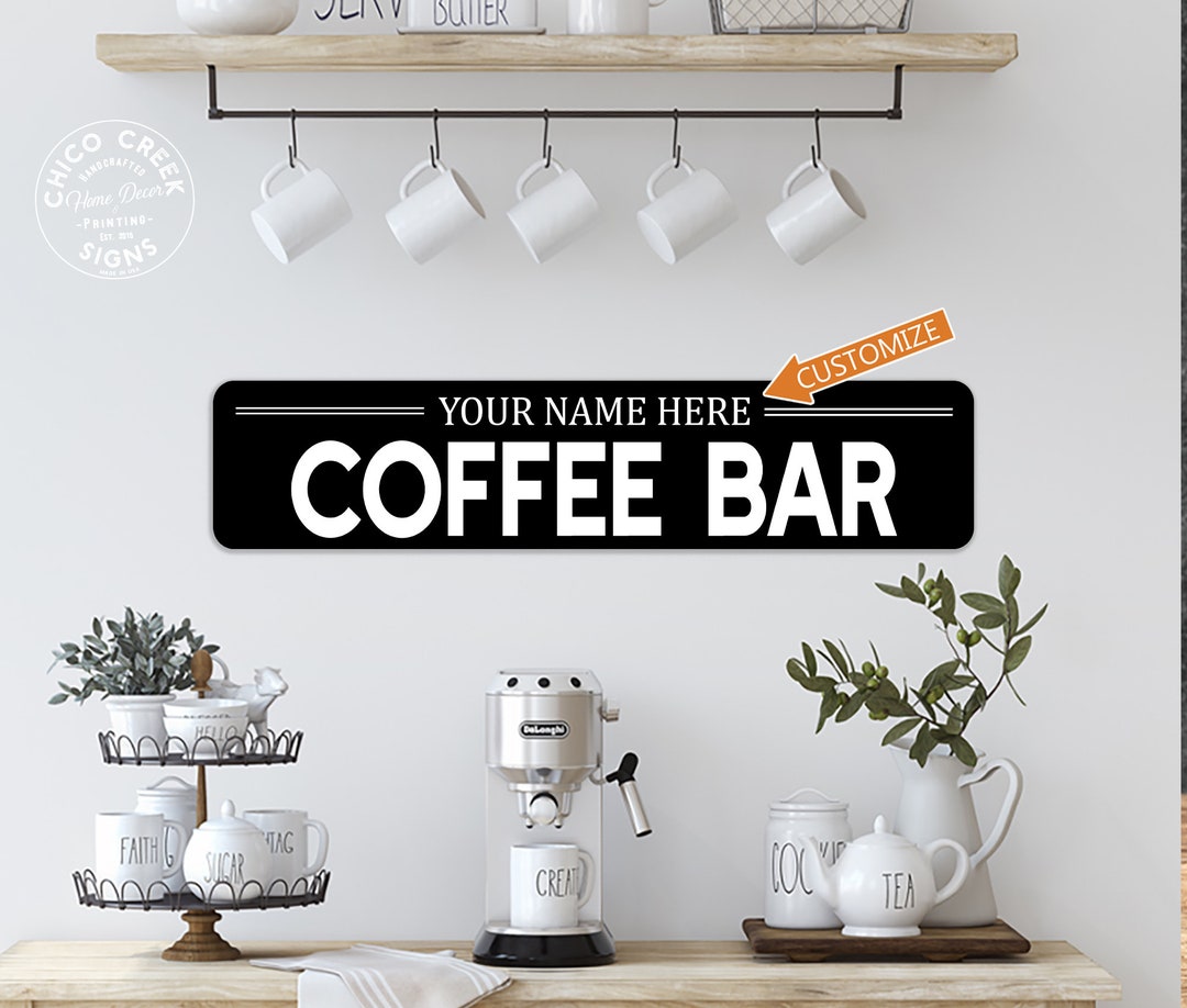 Custom Coffee Bar Decor Sign, Fresh Coffee, Personalized Gift, Kitchen ...