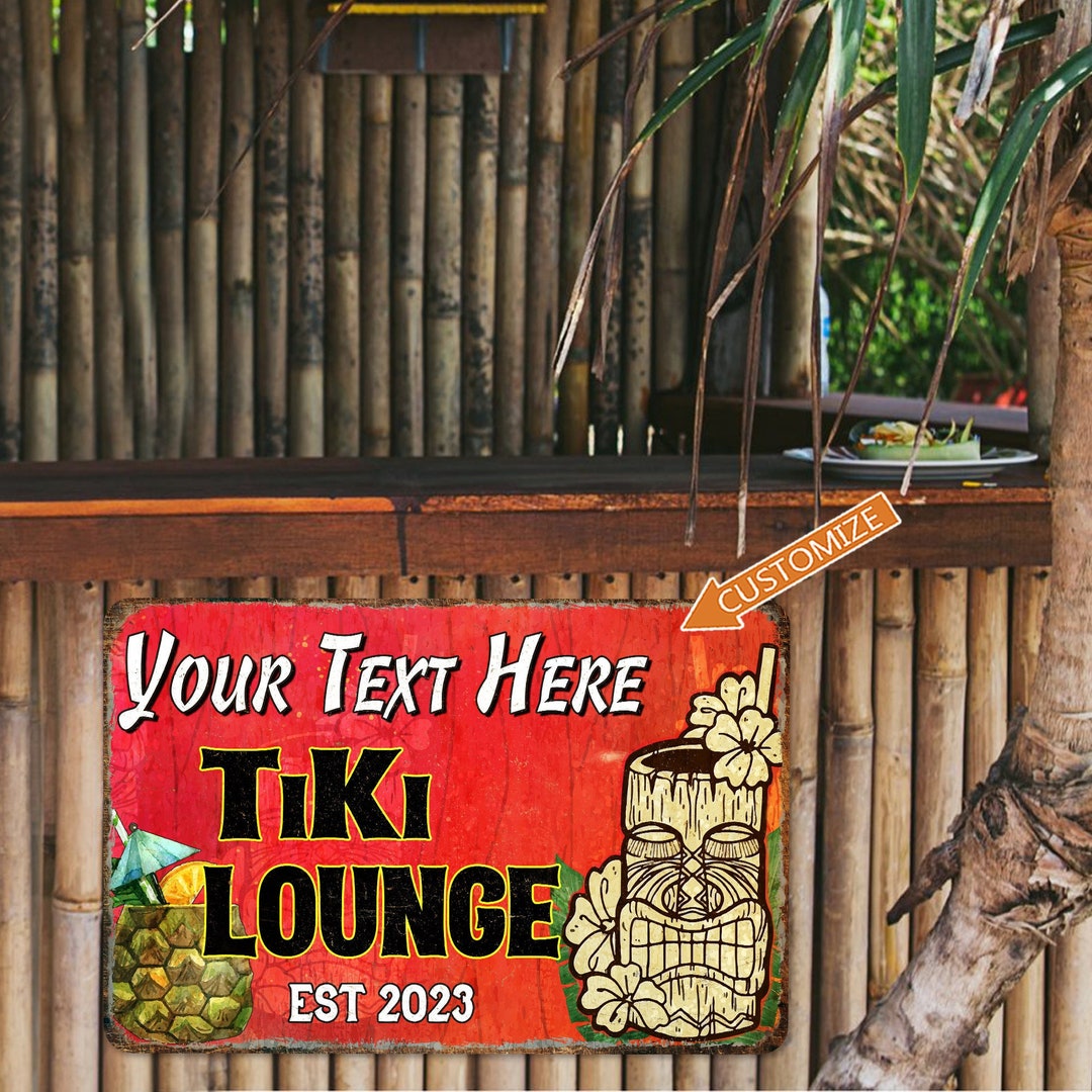 Tiki Lounge Sign Beach Sign Tiki Bar Custom Name Beach House - Etsy