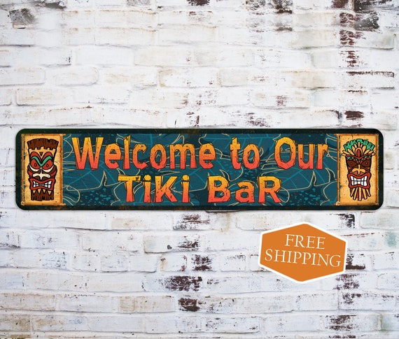 Welcome Tiki Bar Decor Sign BBQ Barbeque Patio Pool Family - Etsy