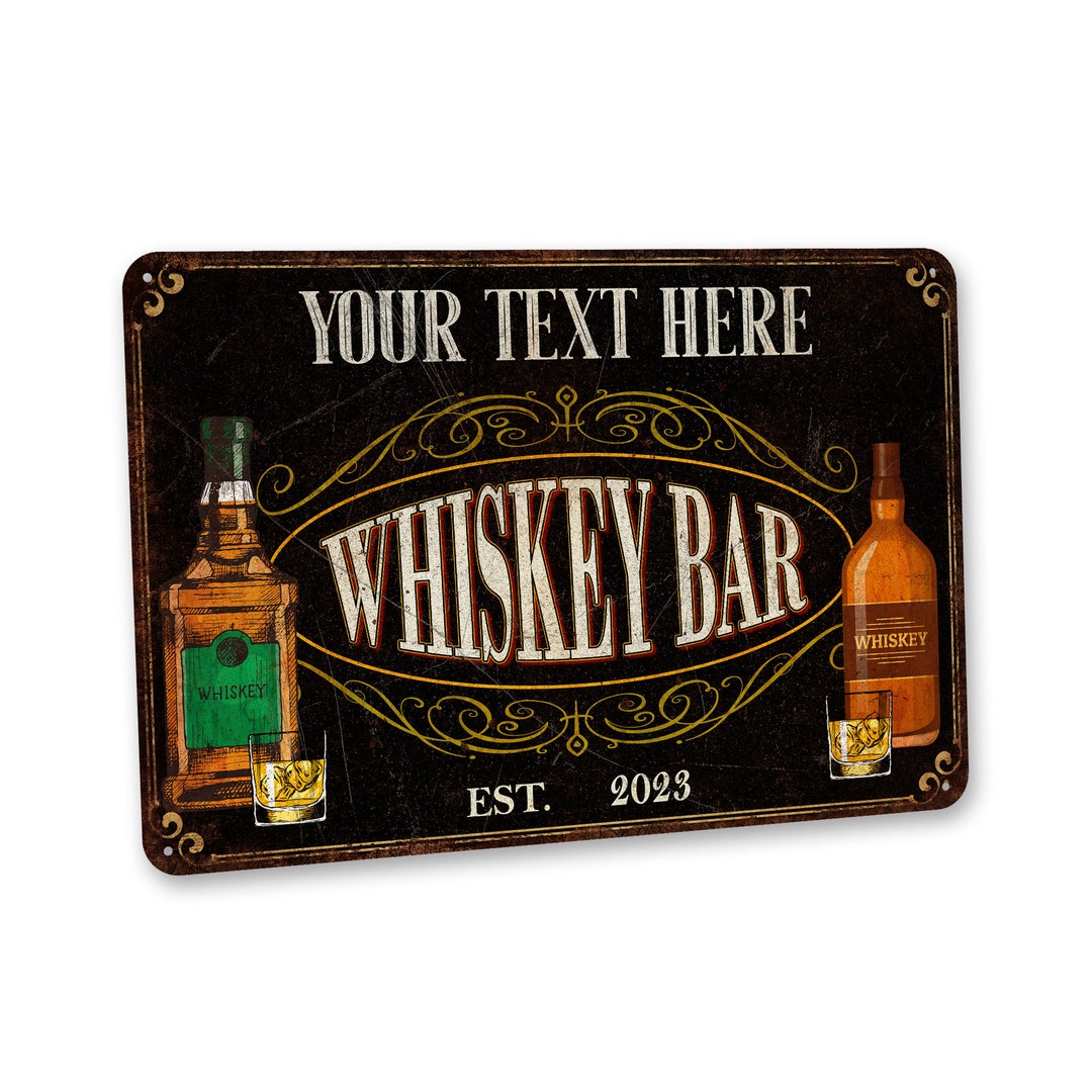 Personalized Bar Sign for Whiskey Bar Rustic Bar Decor Custom Whiskey ...