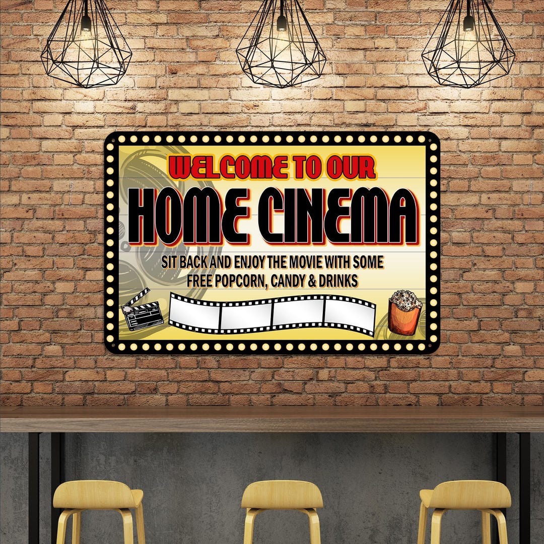 Home Cinema Sign, Movie Room Sign, Movie Theater Sign, Cinema Decor ...