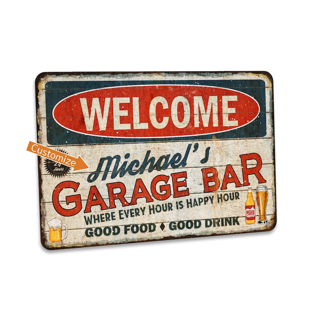 Personalized Garage Bar Sign, Garage Bar Sign, Garage Decor, Fathers ...