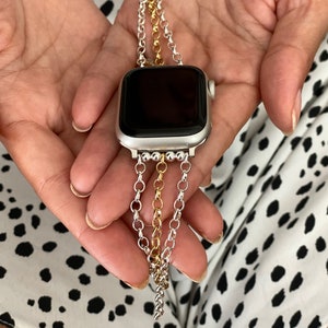 Two Tone Apple Watch Band Sterling Silver Gold Filled Rolo Chain ...