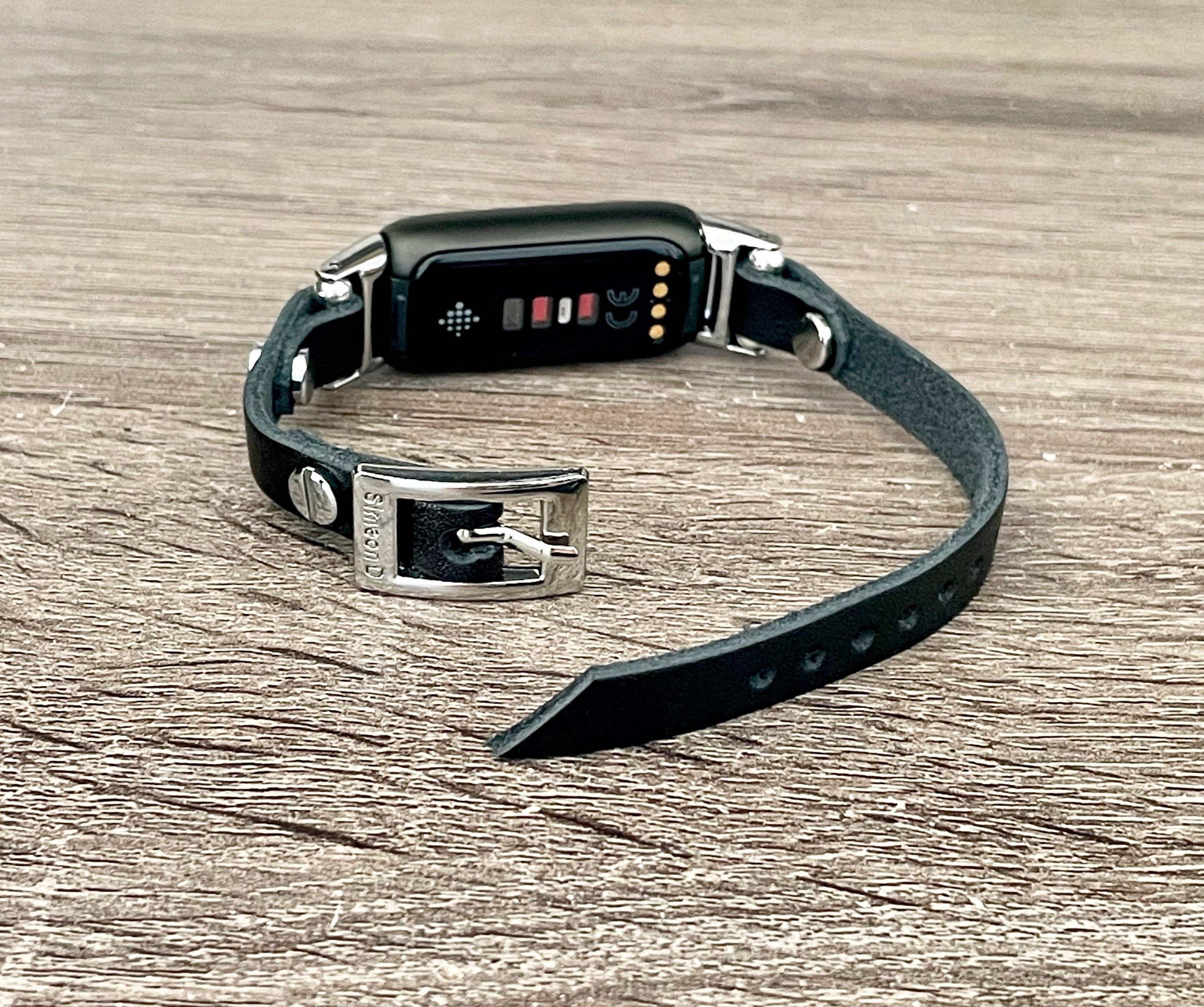 Formalwear Style Black Leather & Silver Fitbit Luxe Band, Slim Fitbit ... Formalwear Style Black Leather & Silver Fitbit Luxe Band, Slim Fitbit ...
