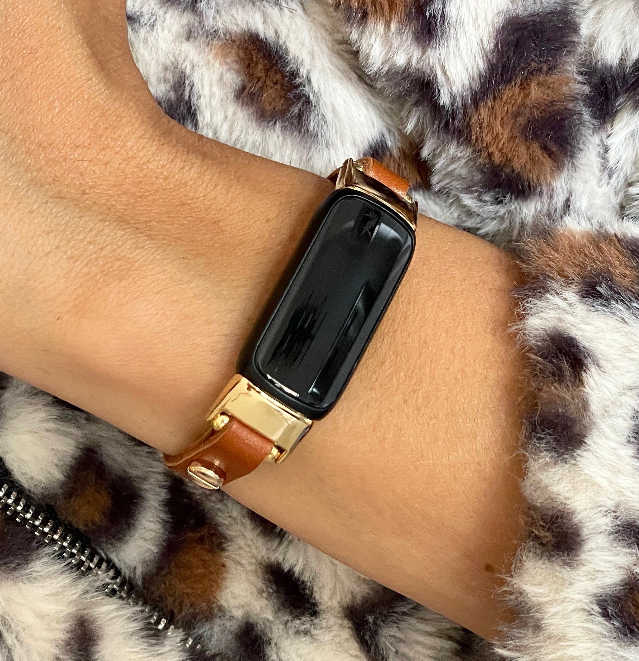 Minimalist Wear Fitbit Luxe Band Brown Leather Luxe Bracelet Slim ... Minimalist Wear Fitbit Luxe Band Brown Leather Luxe Bracelet Slim ...