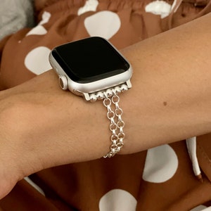 Sterling Silver Apple Watch Band: Rolo Chain Bracelet Strap - Etsy