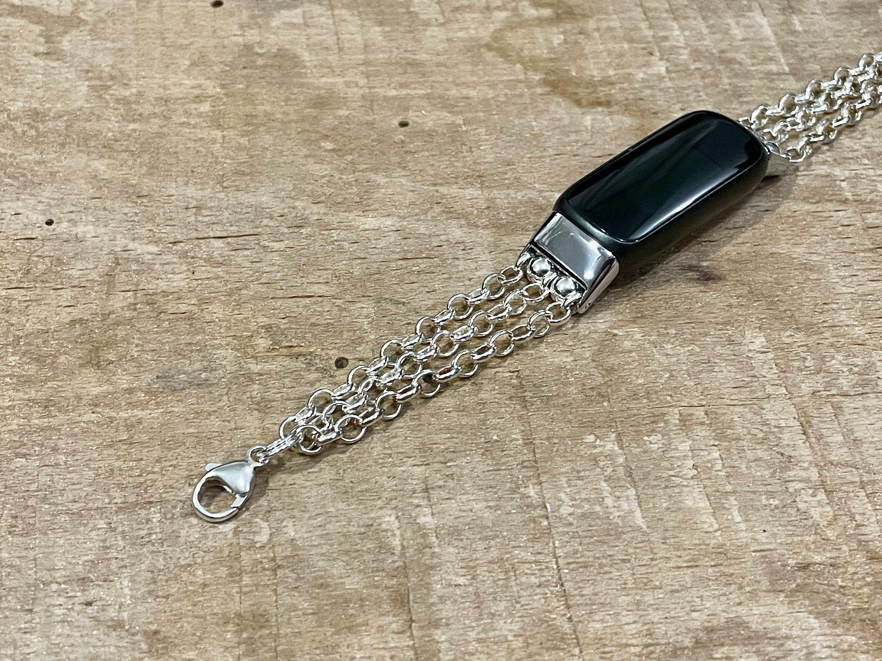 Luxury 925 Sterling Silver Fitbit Luxe Bracelet Formal Wear Chain Band ...