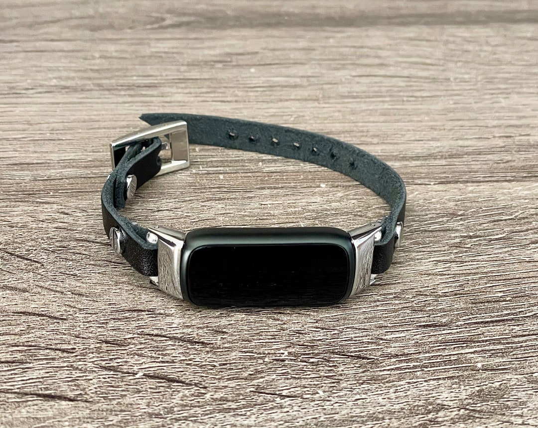 Black Leather Fitbit Luxe Band Slim Fitbit Luxe Bracelet - Etsy
