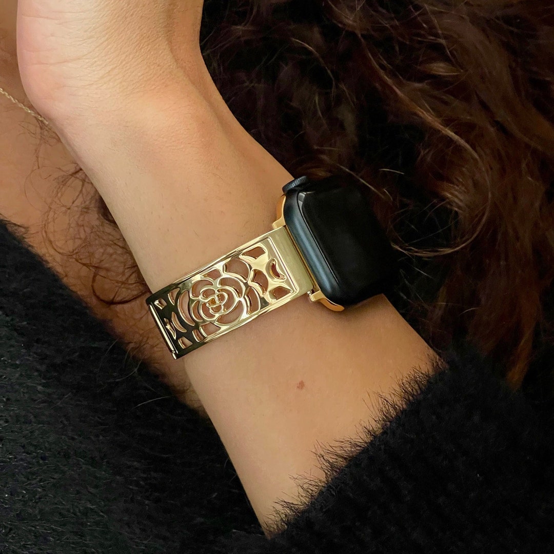 Gold Apple Watch Band 38mm 40mm 41mm 42mm 44mm 45mm Women Iwatch Heart ...