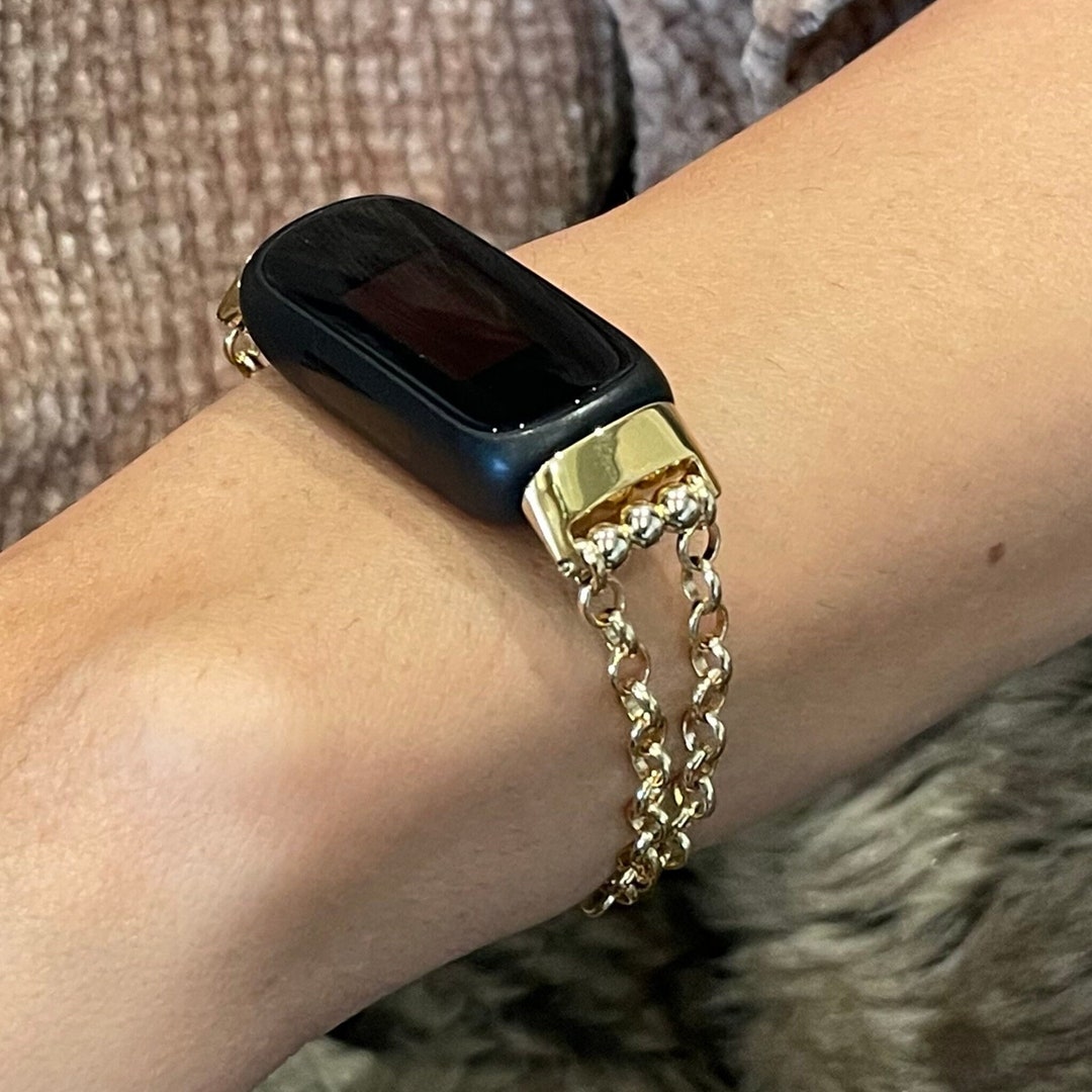 14K Gold Filled Fitbit Luxe Bracelet: Elegant Chain Band, Jewelry Style ...