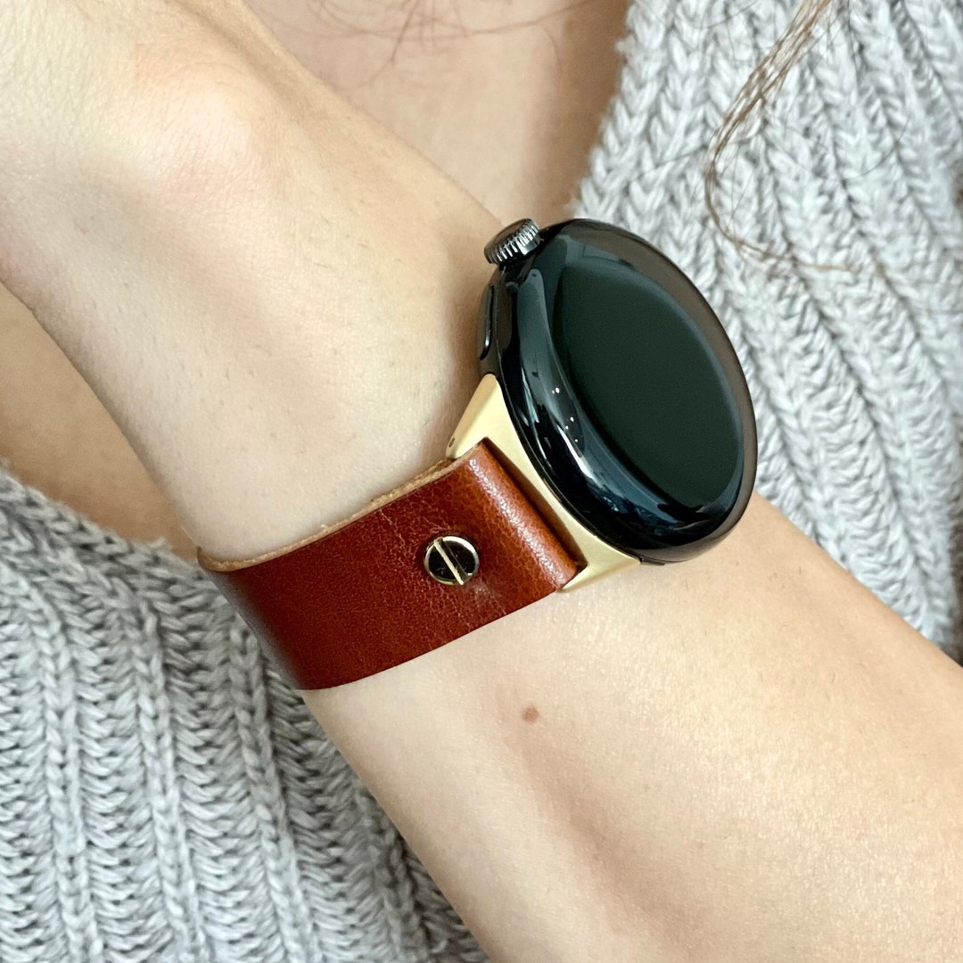 Google Pixel Watch Band Italian Brown Leather Strap, Google Watch ...