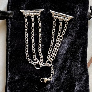 Sterling Silver Apple Watch Band: Women's Luxury Triple Rolo Chain ...