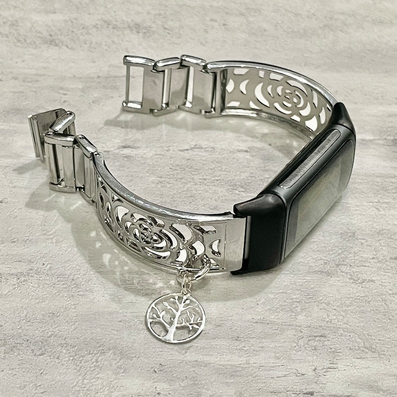 Silver Fitbit Charge 6 Band Women Bracelet Charm Bangle Jewelry - Etsy