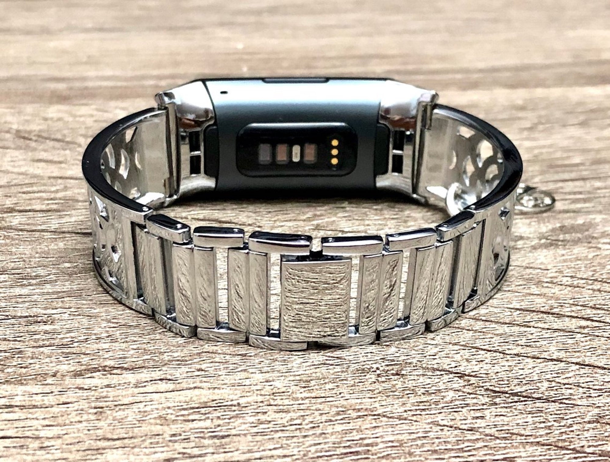 Silver Metal Fitbit Charge 3 Band Women Style Silver Fitbit Bangle with ...