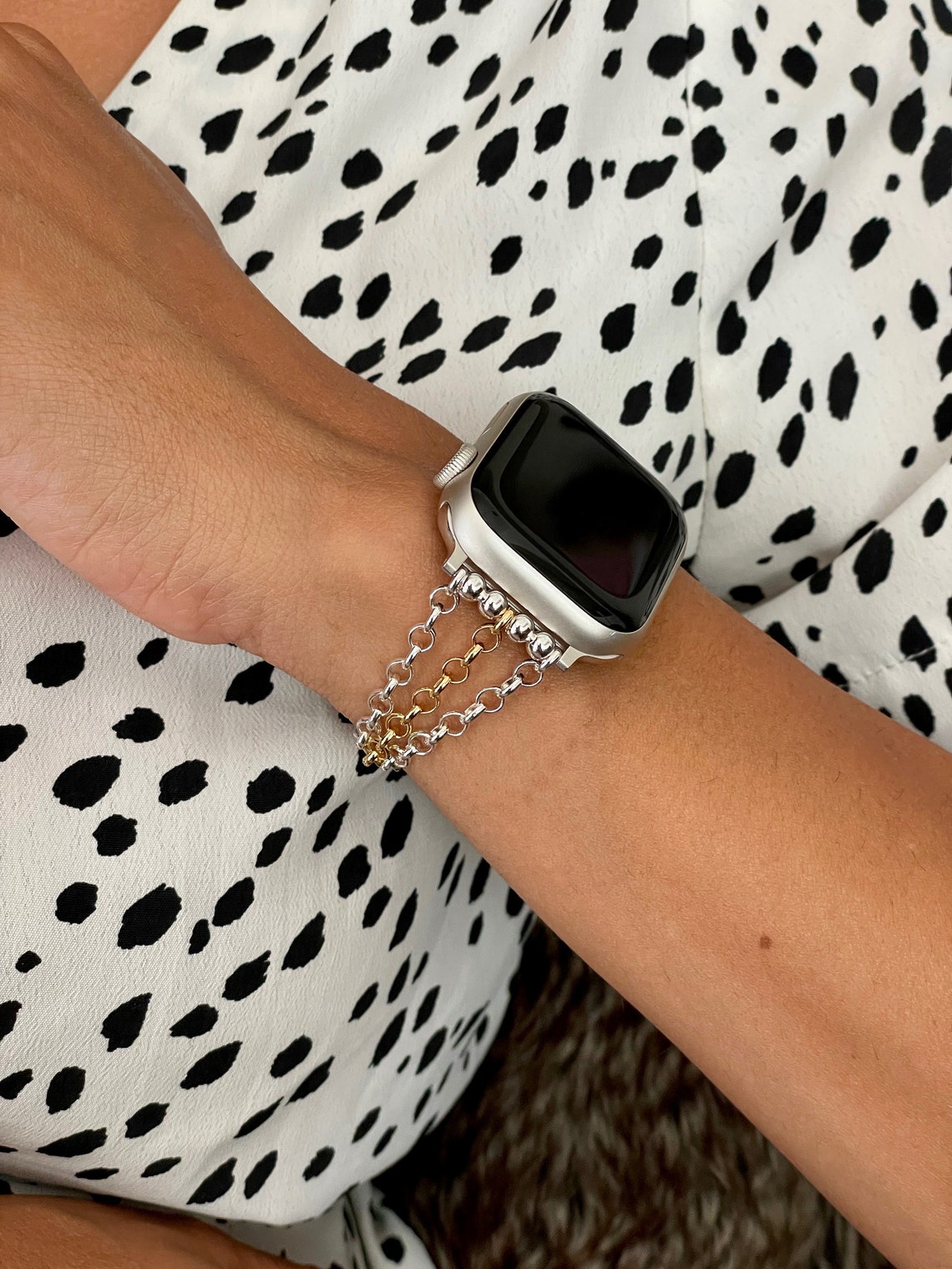 Two Tone Chain Apple Watch Band: Sterling Silver & Gold Filled Strap ...