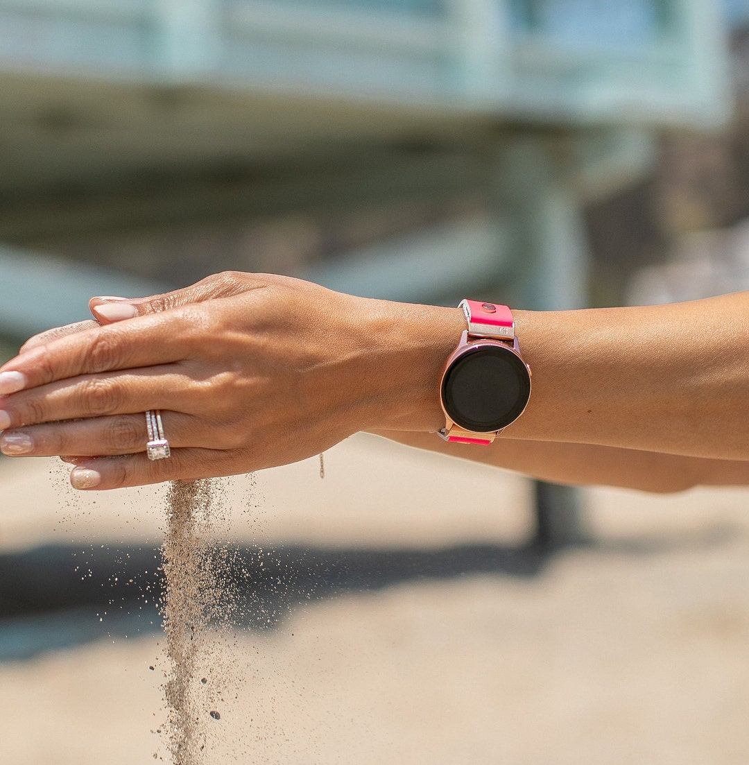 Hot Pink Leather Samsung Galaxy Watch Active 2 Band Strap 40mm 44mm Samsung Galaxy Watch 42mm Black Bracelet Gold Galaxy Watch Active2 Etsy