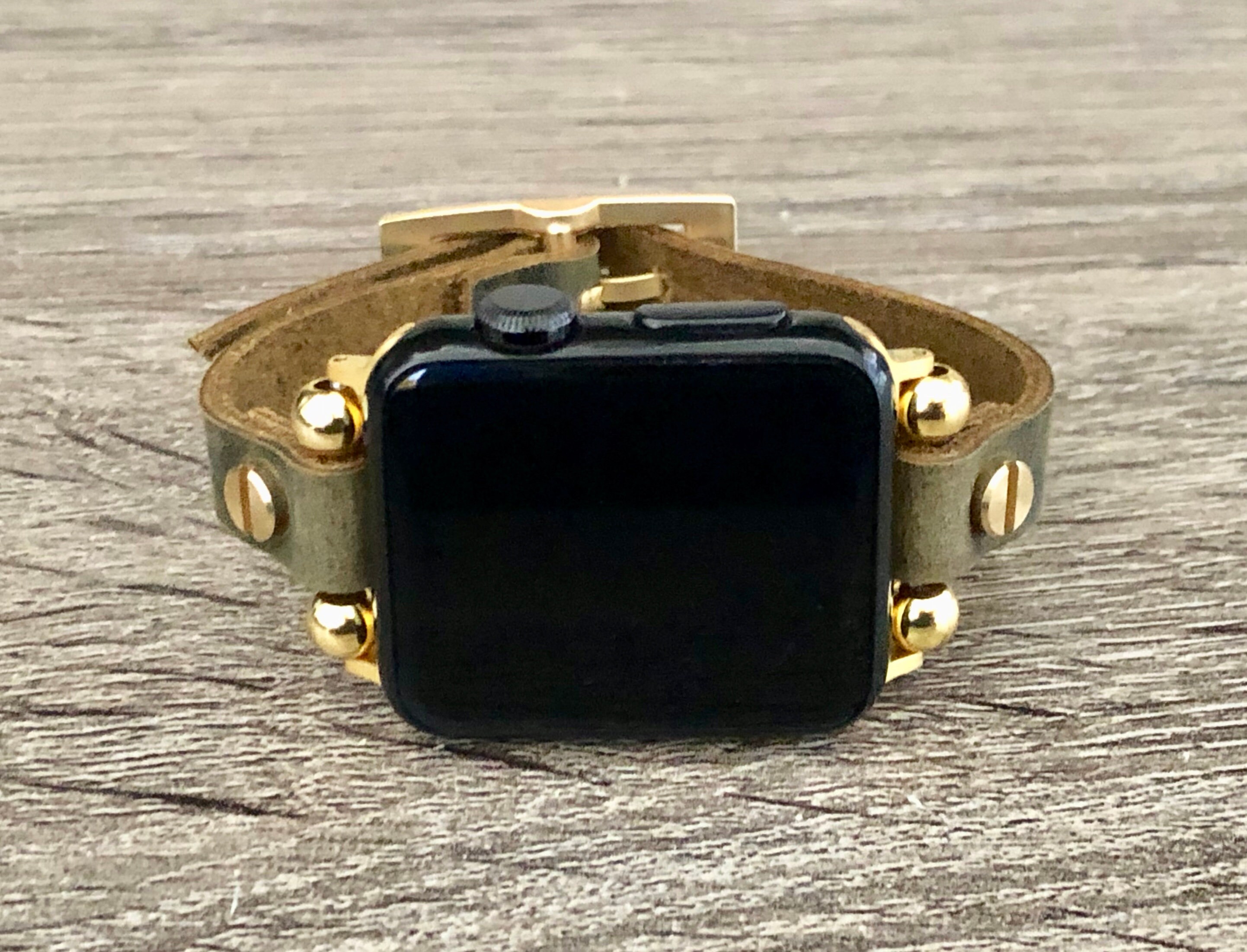 Apple Watch 38mm 40mm 42mm 44mm Band Vintage Leather & Yellow Gold ...