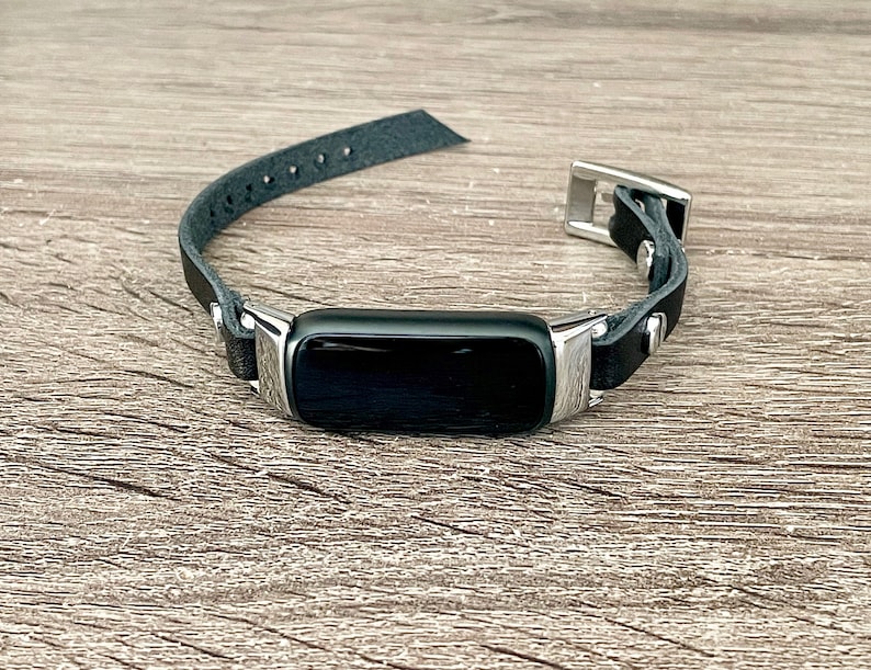 Black Leather Fitbit Luxe Band Slim Fitbit Luxe Bracelet - Etsy