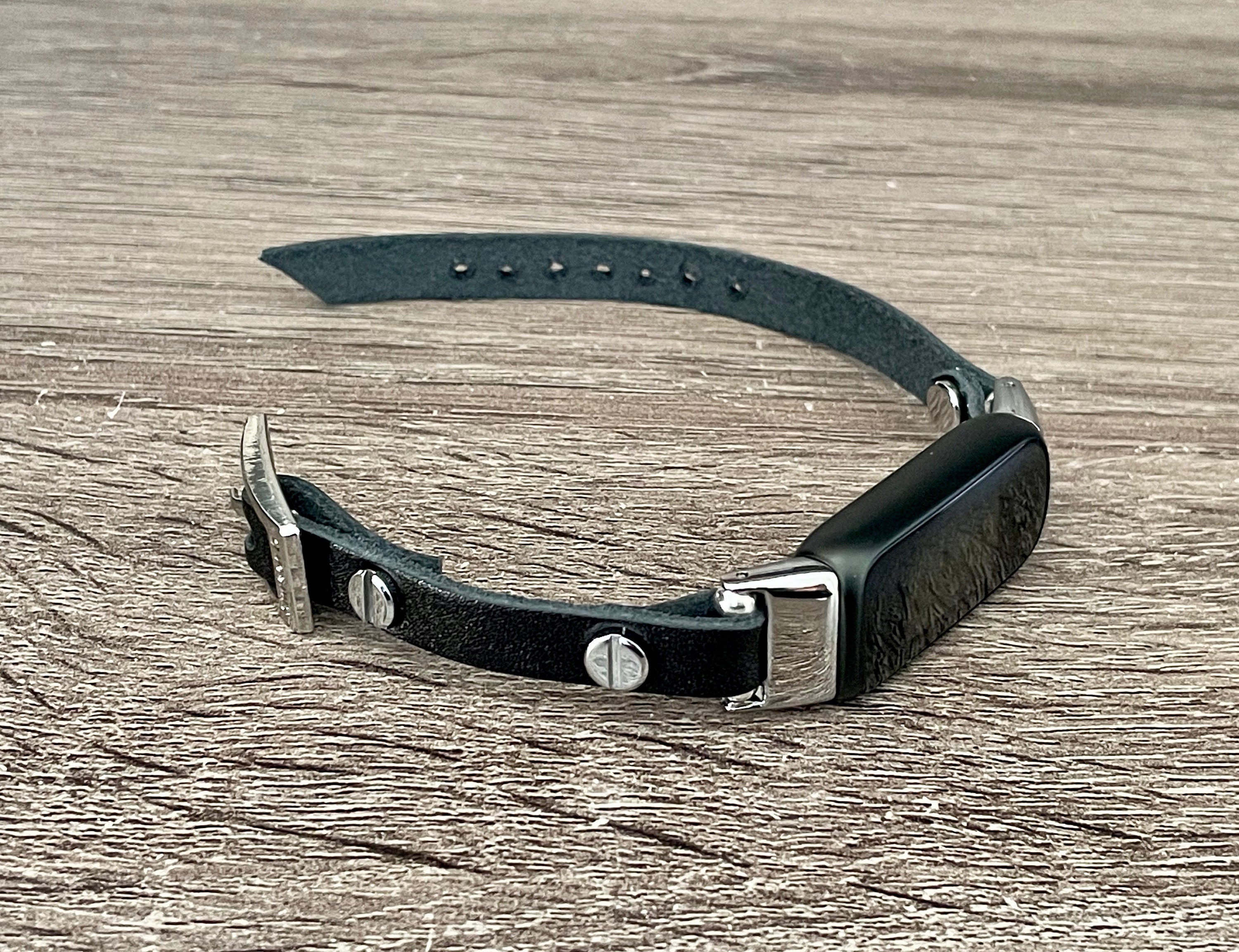 Formalwear Style Black Leather & Silver Fitbit Luxe Band, Slim Fitbit ... Formalwear Style Black Leather & Silver Fitbit Luxe Band, Slim Fitbit ...