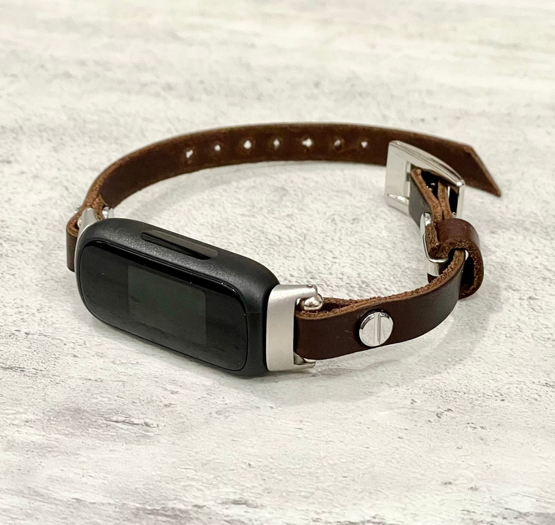 Fitbit Inspire 3 Band: Slim Dark Brown Italian Leather Bracelet - Etsy