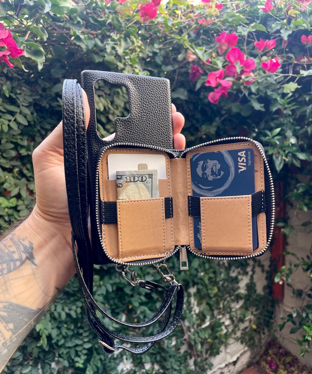 Grain Leather Samsung Galaxy Phone Case: Crossbody Wallet Strap Plus ...