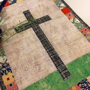 He is Risen .easter Quilted Spring Table Topper, Baptism Wall Hanging ...