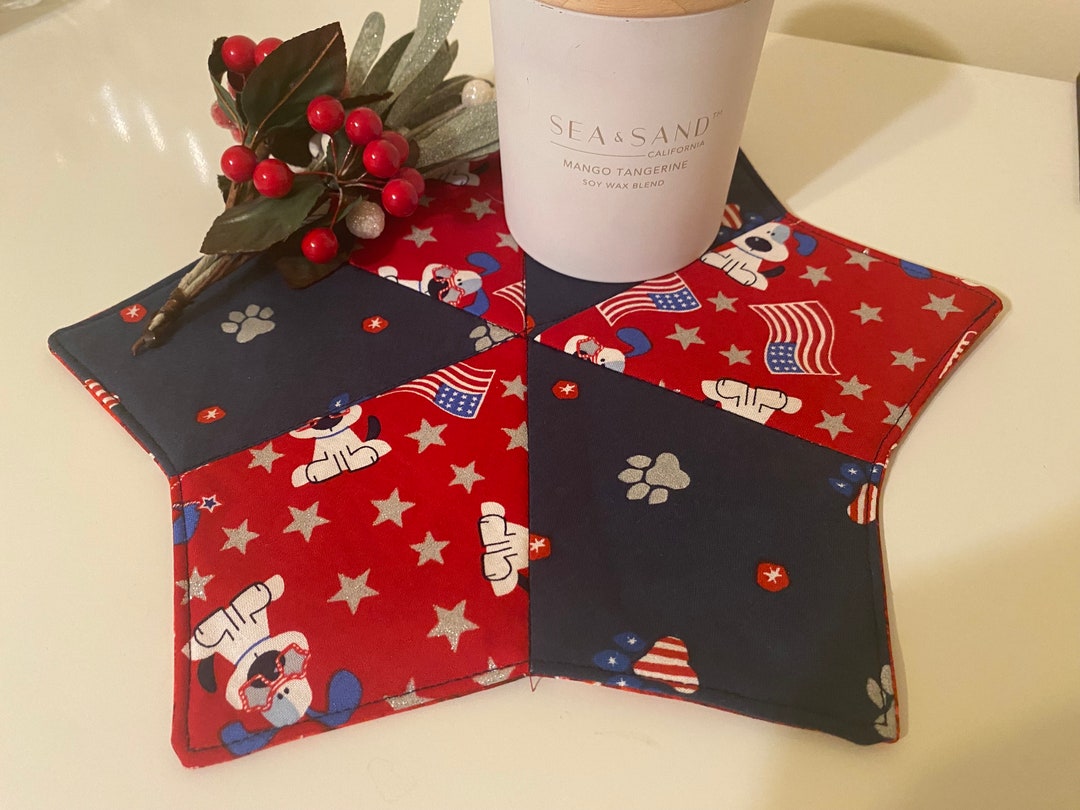 Patriotic Quilted Mug Rug, Tea Coaster,hot Pot Holder , Gift for Her ...