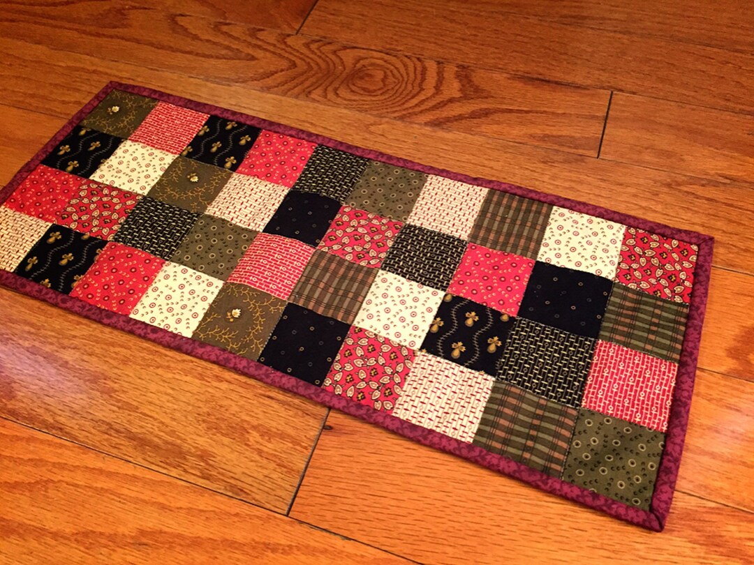 Primitive Quilted Table Topper, Quilted Table Runner,home Deco. - Etsy