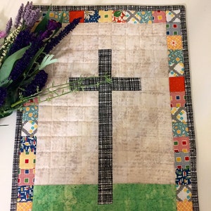 He is Risen .easter Quilted Spring Table Topper, Baptism Wall Hanging ...