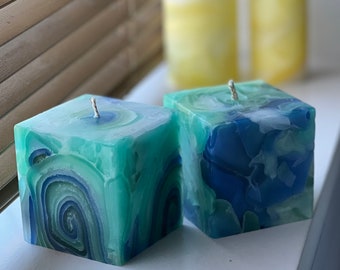 Colourful Square Pillar Candles Quirky Unique Gift Vivid - Etsy