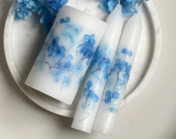 Hydrangea Wedding Candles, Unity Candles With Hydrangea, Ceremony ...